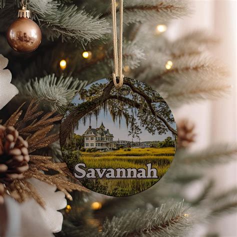 Savannah Mossy Oak Marsh Ceramic Ornament Southern Coastal Holiday