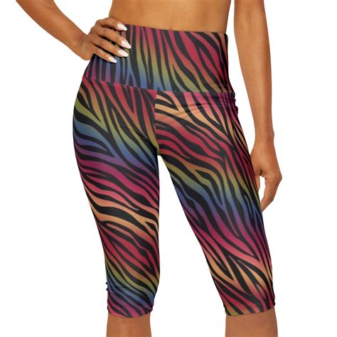 Multi Coloured Flame High Waisted Capris With Pockets E H Activewear