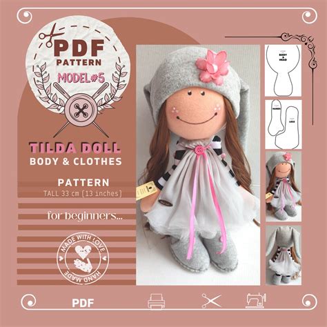 Tilda Doll Pattern For Body And Clothes Size 33 Cm 13 Inches Model 5 Pdf Pattern Instant