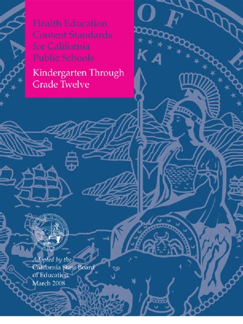 California Health Standards For K 12 Pdf Health Education