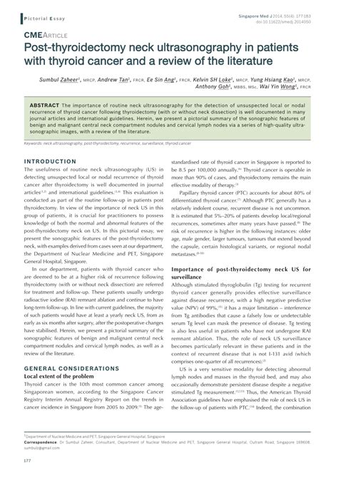 Pdf Post Thyroidectomy Neck Ultrasonography In Patients With Thyroid