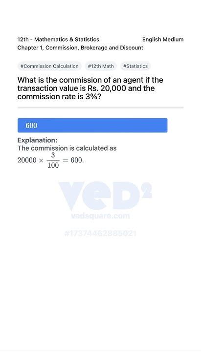 Commission Calculation 12th Math Statistics Youtube