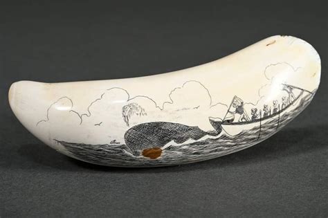 Sold At Auction Scrimshaw “whaling Scene ” Carved Whale Tooth With