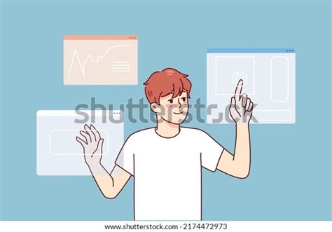 Man Designer Use Touchpad Access Personal Stock Vector Royalty Free 2174472973 Shutterstock