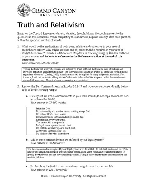 Week 6 Truth And Relativism Truth And Relativism Based On The Topic 6