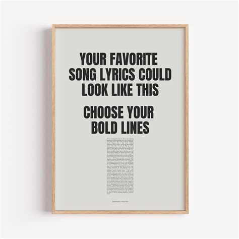 Custom Song Lyrics Poster Personalised Music Poster Customizable