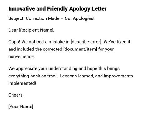 Sample Letter Of Apology And Correction Of Error