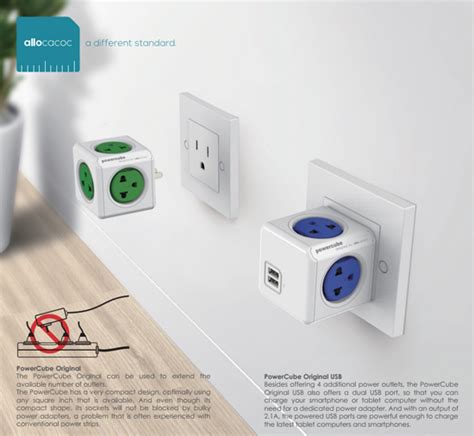 Allocacoc Powercube Ph 1610 4 Gang Universal Outlet With Remote Set White Asianic