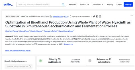 Optimization Of Bioethanol Production Using Whole Plant Of Water Hyacinth As Substrate In