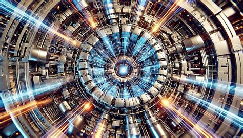 Futuristic Particle Accelerator Engine With Glowing Core And Dynamic