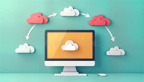 Flat Design Illustration Shows Cloud Application Deployment Process Data Transfer Between