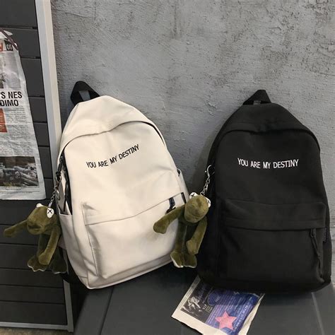 高中书包男女中学生韩版初中生百搭简约背包ins双肩包2020年新款虎窝淘