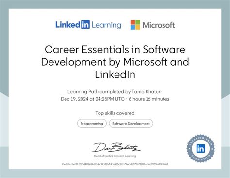 tania khatun on linkedin certificate of completion