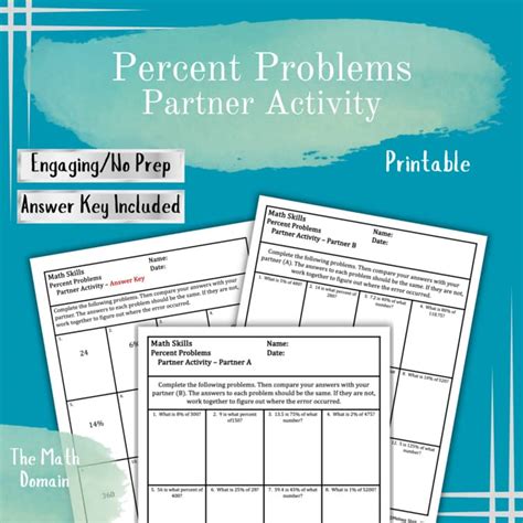 Percent Problems Partner Activity By The Math Domain Tpt