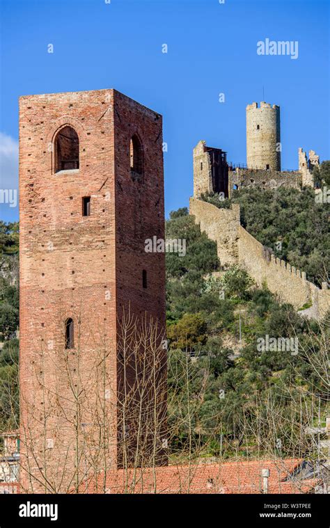 Ancient Tower And Monte Ursino Castle In The Old Village Of Noli On The