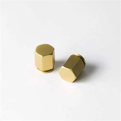 Brushed Gold Brass Hex Knob Dluxe By Doup Cabinet Knobs