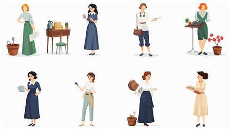 Diverse Women Professions Stickers Flat Vector Illustration Premium Ai Generated Vector
