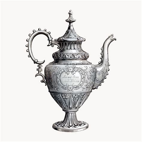 Silver Teapot Illustration Vintage Artwork Free Photo Illustration