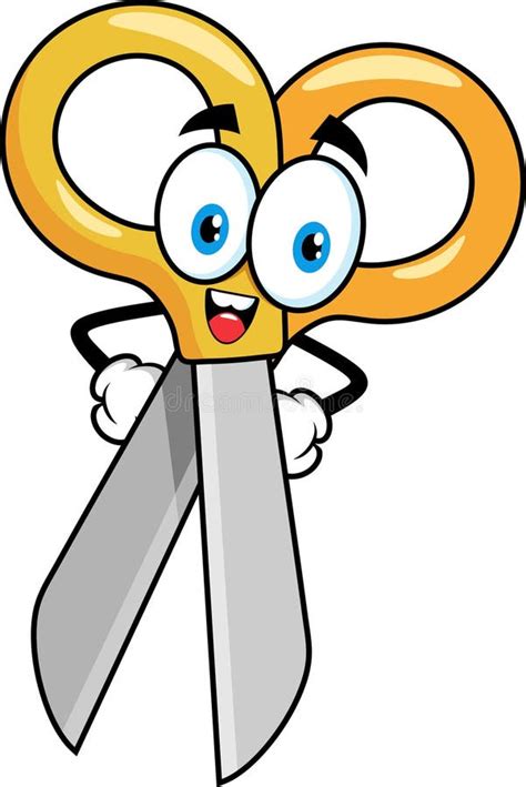 School Scissors Cartoon Character Stock Vector Illustration Of