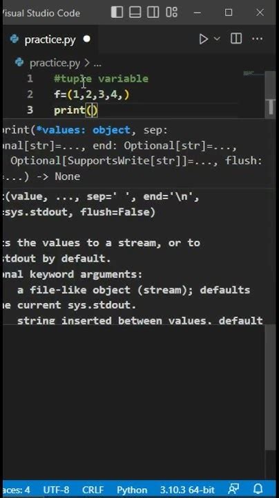 Tuple Variable And Type Print 😤😤😬python Pythonprogramming Coding