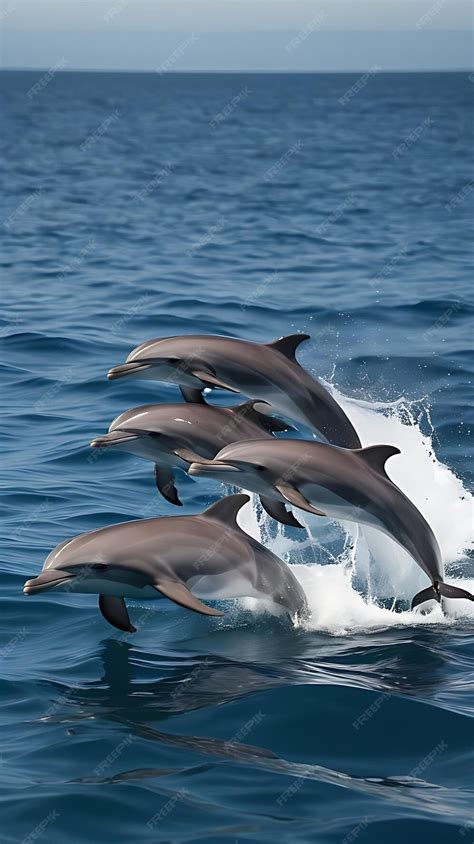 Premium Photo A Group Of Dolphins Are Swimming In The Ocean