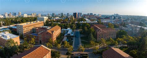 Panoramic Early Morning View Of Ucla Campus With Historic And Modern