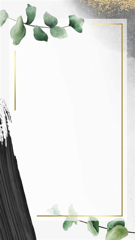 Download Premium Vector Of Rectangle Gold Frame With Eucalyptus Leaf