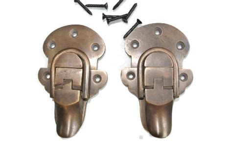 10 Small Trunk Catch Hasp Latch Suitcase Old Style Box Solid 100 Brass Lock 66 Mm Bronze