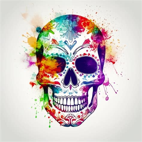 Premium Photo Sugar Skull Sketch Colorful