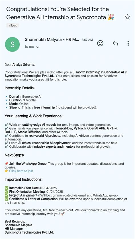 Generativeai Internship Ai Machinelearning Artificialintelligence