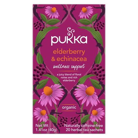 Pukka Organic Tea Bags Elderberry And Echinacea Herbal Tea