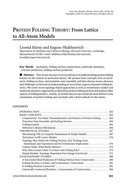 Pdf Protein Folding Theory From Lattice To All