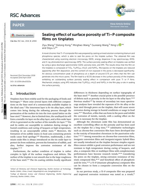 Pdf Sealing Effect Of Surface Porosity Of Tip Composite Films On