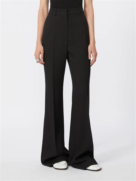 Flared Trousers In A Viscose Blend Black Max Mara