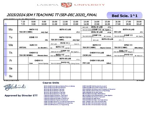 Final Timetable Education Science 20232024 Sem 1 Teaching Tt Sep