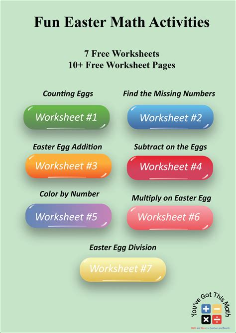Easter Math Activities Free Printable Kindergarten