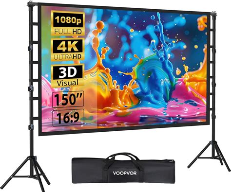 Outdoor Projector Screen With Stand 150 Inch Voopvor