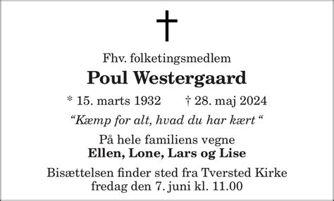 Dødsannonce For Poul Westergaard Nordjyskedk
