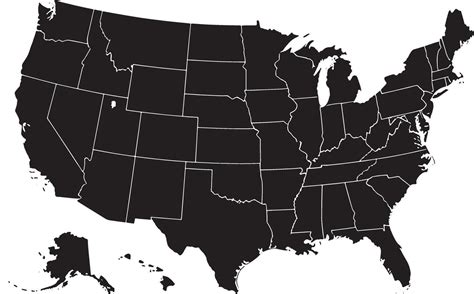 Complete United States Map Silhouette With Detailed State Borders