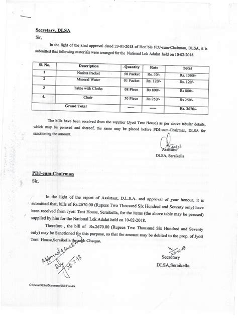 Bill For Jyoti Tent House Pdf