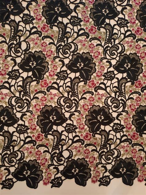 Dantela Macrame Floral Negru Roz Textile Donarosso Store Moda
