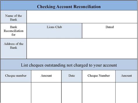 Checking Account Reconciliation Forms Editable Pdf Forms