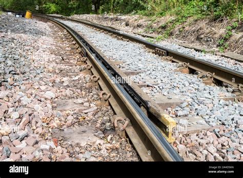 Check Rail On The Transition Curve Of A Single Line Railway Track Hope Derbyshire England Uk