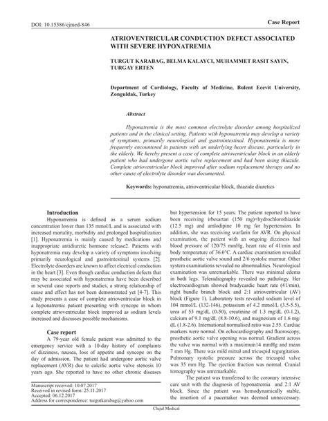 Pdf Atrioventricular Conduction Defect Associated With Severe Hyponatremia