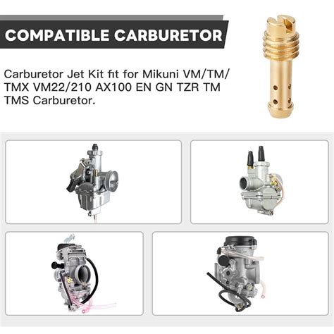 Carburetor Pilot Jet Kit For Mikuni Vmtmtmx 10 Piece Brass Slow Jet