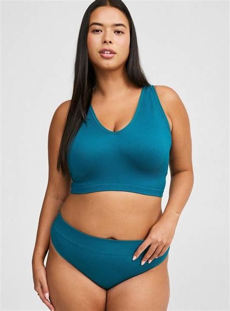 Seamless Ribbed High Rise Thong Panty Plus Size Bra Matches Fashion