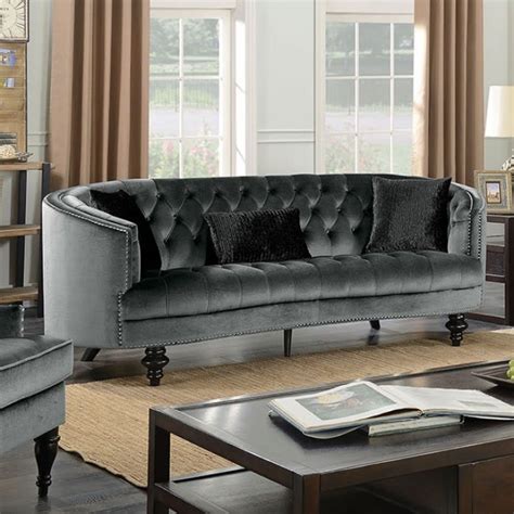 Manuela Sofa In Dark Gray By Furniture Of America Foa Cm6145gy Sf