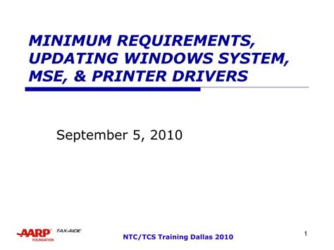 Ppt Minimum Requirements Updating Windows System Mse And Printer