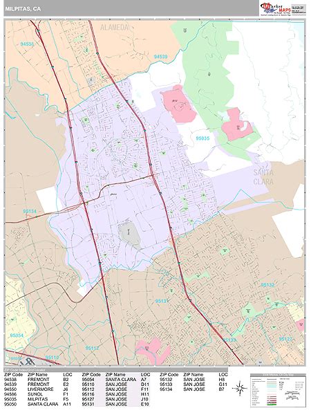 Milpitas California Wall Map Premium Style By Marketmaps