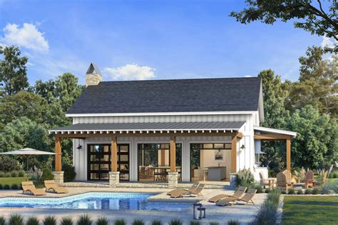 Poolhouse Modern Farmhouse Style Plan 1000 Sq Ft Plan 142 1530